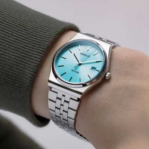Casio | Accessories | Casio Vintage Silver Turquoise Tiffany Blue ...